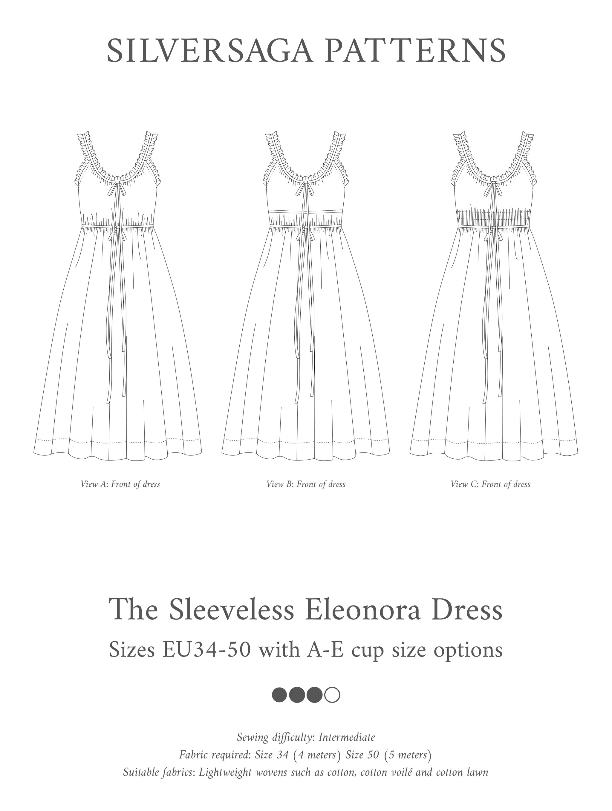 Sleeveless Eleonora dress PDF sewing pattern – Silversaga Patterns