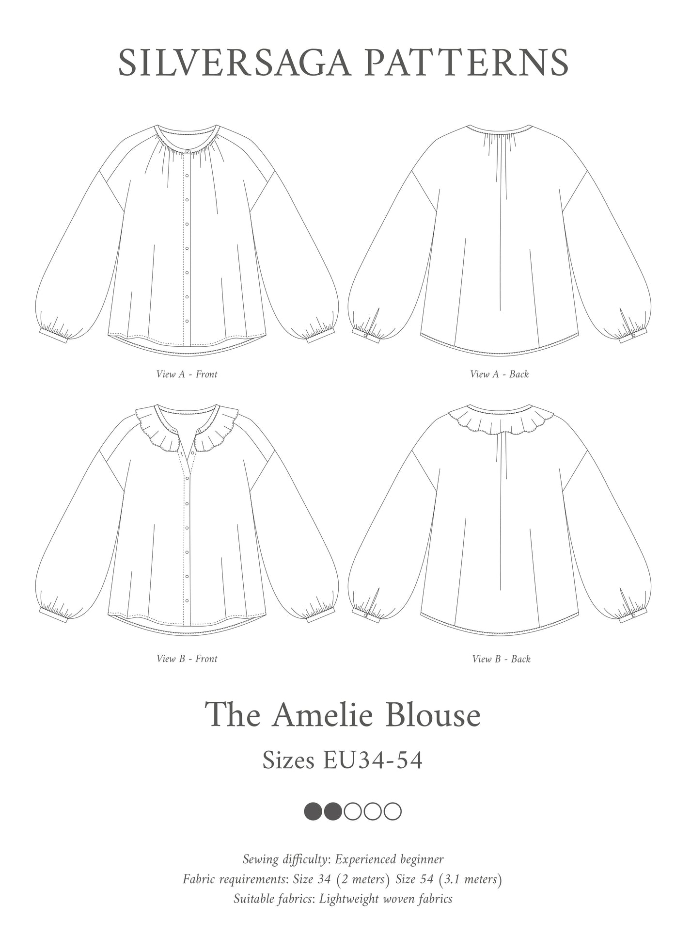 Amelie blouse PDF sewing pattern – Silversaga Patterns