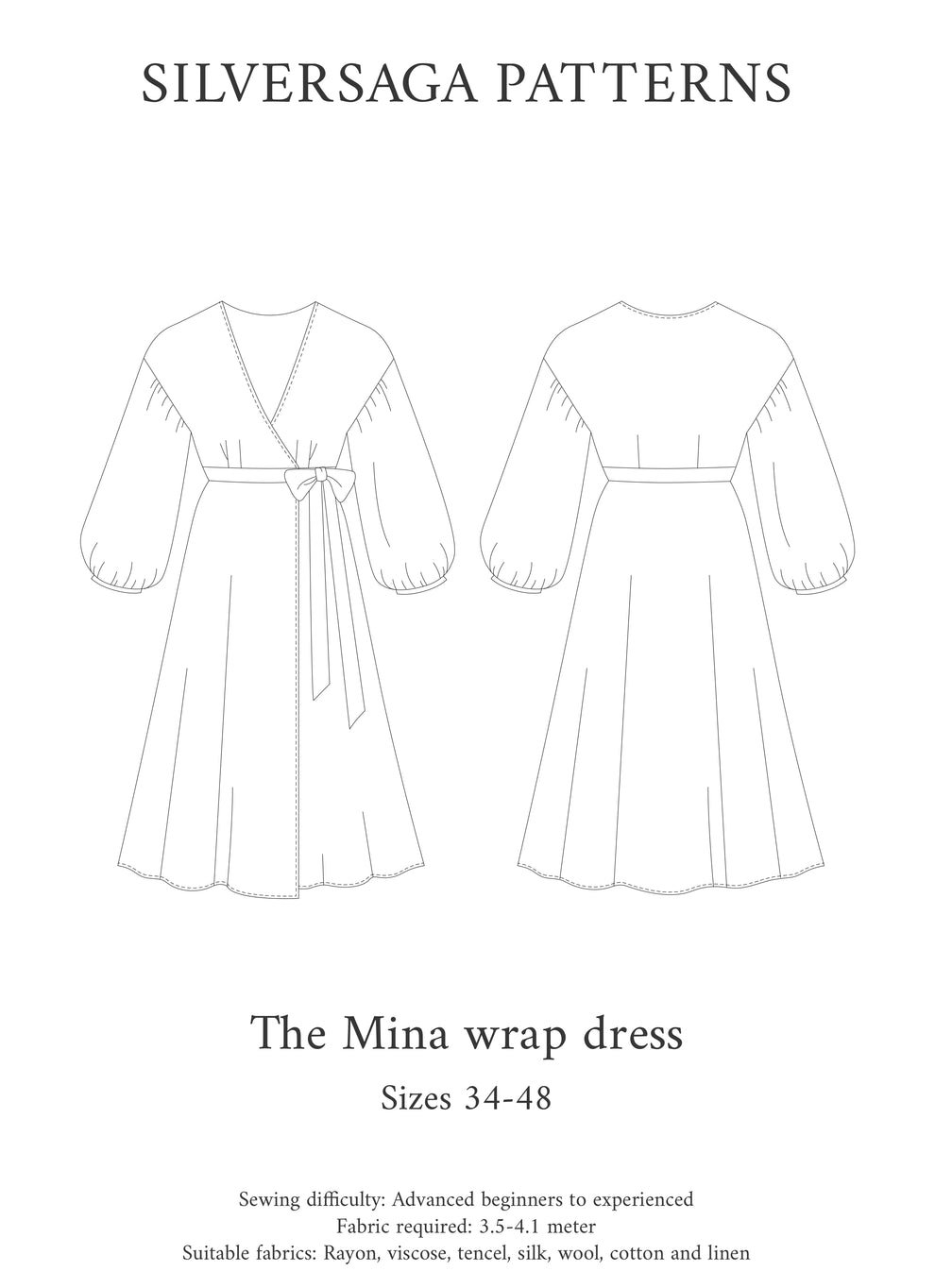 Mina wrap dress PDF sewing pattern – Silversaga Patterns